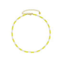 Fashionbox Kette mit Vinylpl&auml;ttchen gelb/wei&szlig; vergoldet
