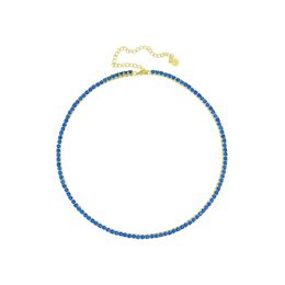 Fashionbox Collier vergoldet mit Zirkonia blau
