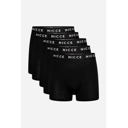 Nicce Schwarzes 5er-Pack Baumwollreiche Boxer Shorts mit Logo-Bund im klassischen Blockfarbdesign