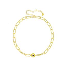 Fashionbox Kette Messing vergoldet mittig Auge gelb