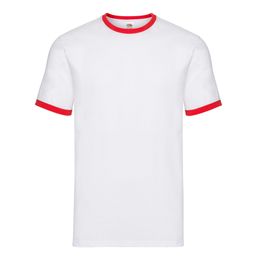Fruit of the Loom - T-Shirt Ringer-Stil f&uuml;r Herren (Wei&szlig;/Rot)