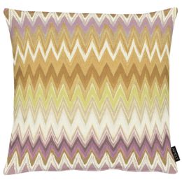 Dekokissen Apelt "Zigzag", gelb, orange, natur, mauve, bedruckt, B:49cm H:0,5cm L:49cm, Baumwolle, Dekokissen_Sitzkissen_Kissenh&uuml;llen, Zickzack-Muster