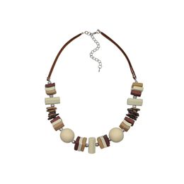 Steuer Modeschmuck Kette Textil Holz Metall braun