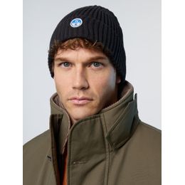 North Sails Beanie Breiter Rippstrick mit Logo-Patch