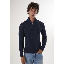 Pullover Kabelstrick-Pullover Mit Halbem Rei&szlig;verschluss