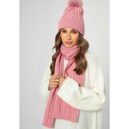 Wittchen Damenhut mit Bommel und Perlen, rosa Viskose