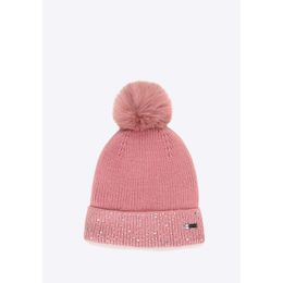 Wittchen Damen-Winterm&uuml;tze mit geripptem Zierstreifen, rosa Acryl