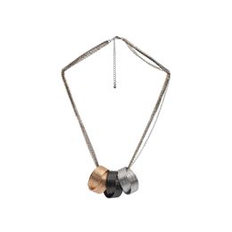 Steuer Modeschmuck Kette Metall Kreise 3-farbig geh&auml;mmert