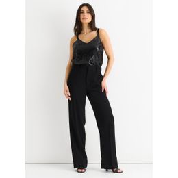 Schwarzes Pailletten-V-Ausschnitt-Cami-Top