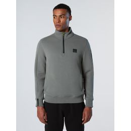 North Sails Sweatshirt Piqu&eacute; Scuba Stoff mit halbem Rei&szlig;verschluss