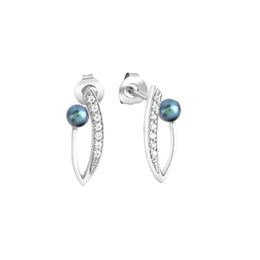 ZEEme Pearls Ohrringe Silber 925 rhodiniert mit grauer Perle und Zirkonia