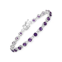 Vira Jewels Armband 925-Sterling Silber rhodiniert Amethyst rund