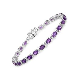 Vira Jewels Armband 925-Sterling Silber rhodiniert Amethyst oval