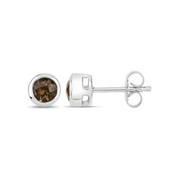 Vira Jewels Ohrstecker 925-Sterling Silber rhodiniert gl&auml;nzend Rauchquartz braun rund
