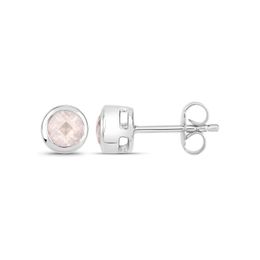 Vira Jewels Ohrstecker 925-Sterling Silber rhodiniert gl&auml;nzend Rosenquartz rosa rund