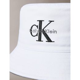 Fischerhut Calvin Klein Jeans "MONOLOGO EMBROIDERY BUCKET HAT", Damen, hellwei&szlig;, Web, Baumwolle, H&uuml;te