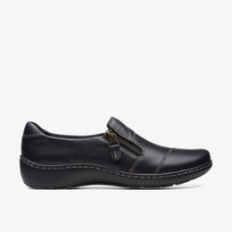 Clarks Cora Hafen Schwarze Lederschuhe