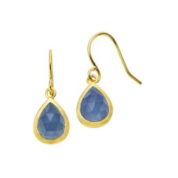 JAMELLI Ohrringe Silber 925 vergoldet 27mm lang mit hellblauem Chalcedon