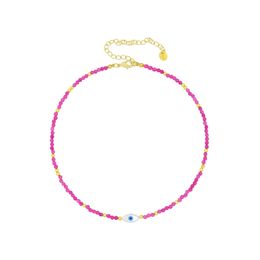 Fashionbox Kette Messing vergoldet mit Kristallperlen pink Element Auge