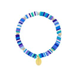 Fashionbox Armband Messing Vinylpl&auml;ttchen multi blau flexibel