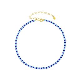 Fashionbox Kette mit Vinylpl&auml;ttchen blau/hellblau vergoldet