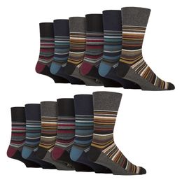12 Paar Herren Baumwollsocken | Gemusterte weiche, nicht bindende Alltags-Socken
