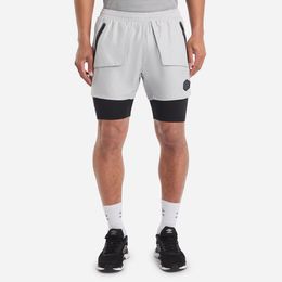 Umbro - "Pro Training Elite" Hybrid-Short f&uuml;r Herren (Hafennebel Grau/Schwarz)
