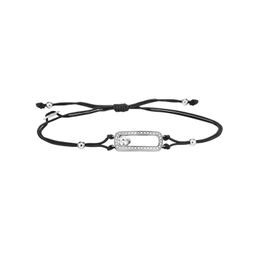 JULIE JULSEN Armband 925 Silber rhodiniert Textilband Zirkonia wei&szlig;