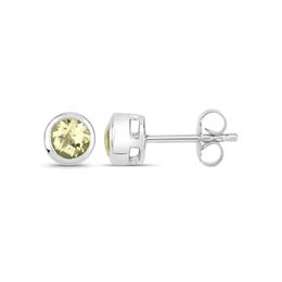 Vira Jewels Ohrstecker 925-Sterling Silber rhodiniert gl&auml;nzend Lemon Quartz gelb rund