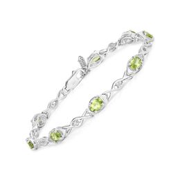 Vira Jewels Armband 925-Sterling Silber rhodiniert Gl&auml;nzend Peridot gr&uuml;n