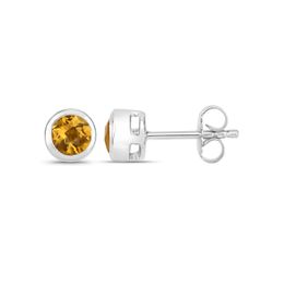 Vira Jewels Ohrstecker 925-Sterling Silber rhodiniert gl&auml;nzend Citrin orange rund