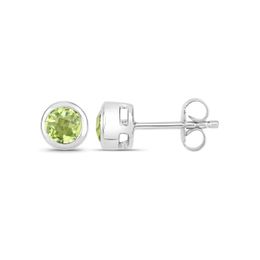Vira Jewels Ohrstecker 925-Sterling Silber rhodiniert gl&auml;nzend Peridot gr&uuml;n rund