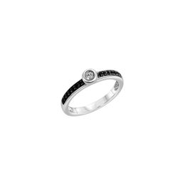 Celesta Silber Ring 925 Silber rhodiniert mit Zirkonia wei&szlig; und schwarz