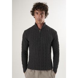 Pullover Kabelstrick-Pullover Mit Halbem Rei&szlig;verschluss