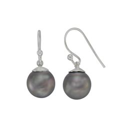 ZEEme Pearls Ohrringe Silber 925 mit 2 grauen Perlen 10mm