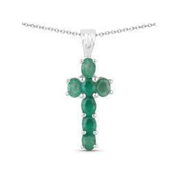 Vira Jewels Anh&auml;nger mit Kette 925-Sterling Silber rhodiniert Gl&auml;nzend Smaragd gr&uuml;n
