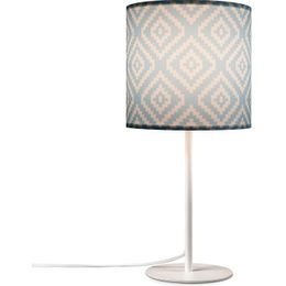 Paco Home Tischleuchte "Luca Stella", wei&szlig;, &Oslash; 18cm H: 36,5cm, Leuchten, Stoff Nachtlicht Vintage Retro Mit Stecker Modern Nacht, Tischleuchte