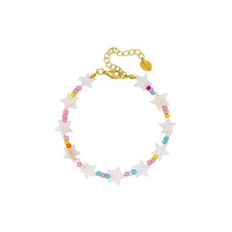 Fashionbox Fu&szlig;kette mit Sternen in weiss und Perlen in pastell