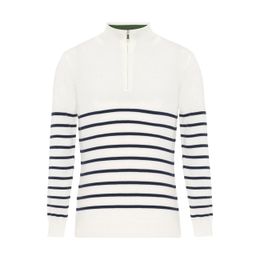 Pullover Gestreifter Pullover Mit Halbem Rei&szlig;verschluss
