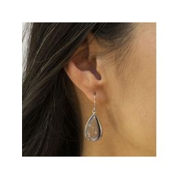 JAMELLI Ohrringe Silber 925 rhodiniert 34mm lang mit blauen Quarzen (beh.)