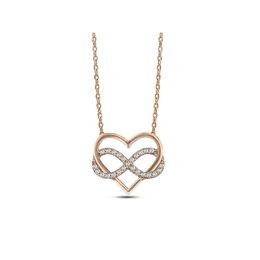 dKeniz Anh&auml;nger mit Kette 925/- Sterling Silber ros&eacute;vergoldet Infinity Herzkette