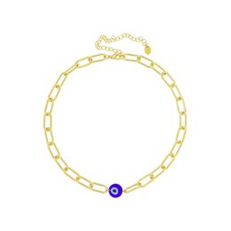 Fashionbox Kette Messing vergoldet mittig Auge blau