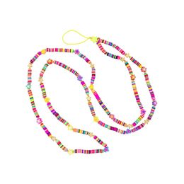 Fashionbox Kette Handykette mit Vinylpl&auml;ttchen und Sternen multicolor