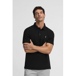 Poloshirt schwarz Slim Fit aus Pikee mit gesticktem Rigby Go-Logo