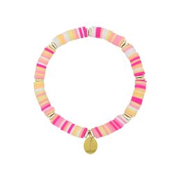 Fashionbox Armband Messing Vinylpl&auml;ttchen multi pink flexibel