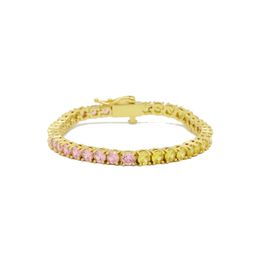 Fashionbox Armband Messing vergoldet mit Zirkonia pink/gelb 17 cm