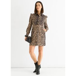 Braunes Tiermuster Milit&auml;r-Mini-Kleid