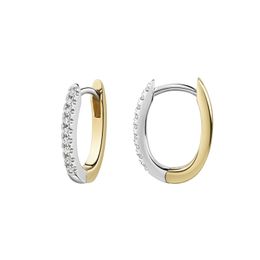 ZEEme Basic Klappcreolen 925/- Sterling Silber rhodiniert und vergoldet Zirkonia
