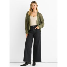 Khaki Offene Strickkante Cardigan