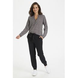 Kaffe Langarm-Bluse Regular fit Black/Woodsmoke Fan Print black multi